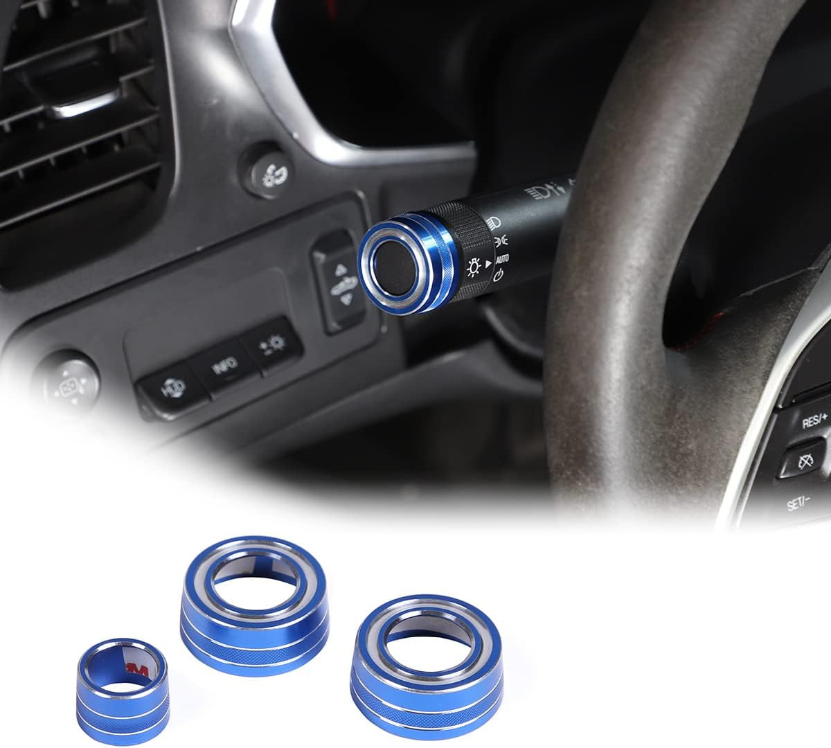 TINKI Alloy Car Light Wiper Lever Knob Circle Trim Stickers for ...