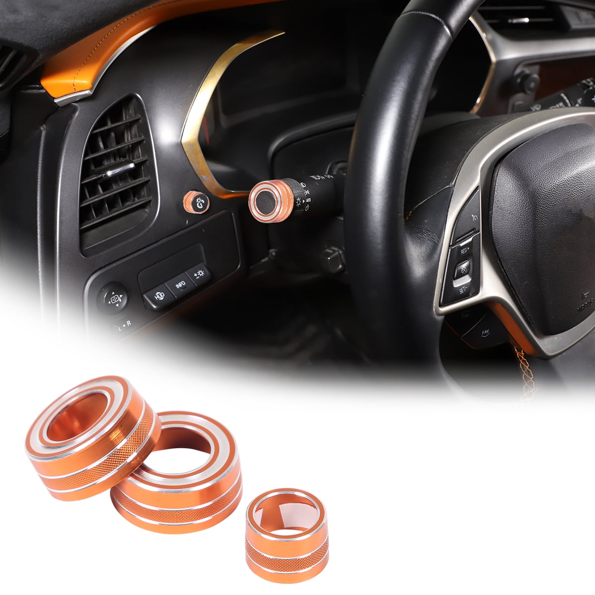 TINKI Alloy Car Light Wiper Lever Knob Circle Trim Stickers for ...