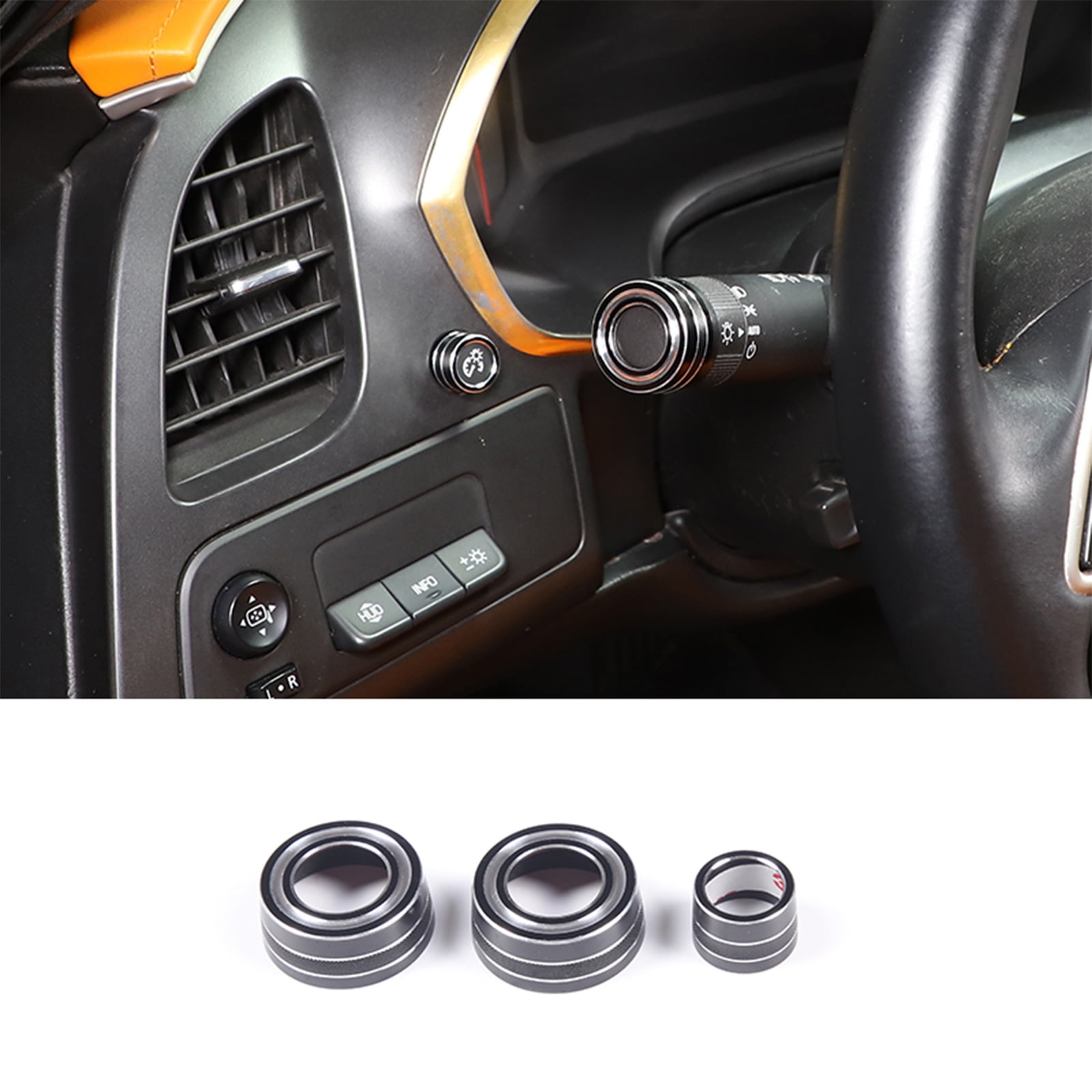 TINKI Alloy Car Light Wiper Lever Knob Circle Trim Stickers for ...