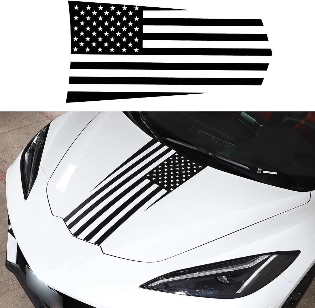 TINKI American Flag Hood Decals Compatible with Chevrolet Corvette C8 ...