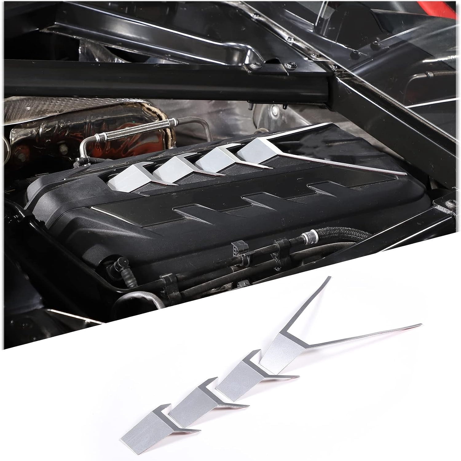 TINKI Car Engine Hood Cover Trim Compatible with Chevrolet Corvette C8 ...