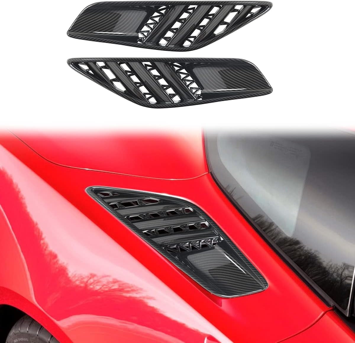 TINKI Carbon Fiber Look Cover Trims Accessories Rear Side Body Vent for ...