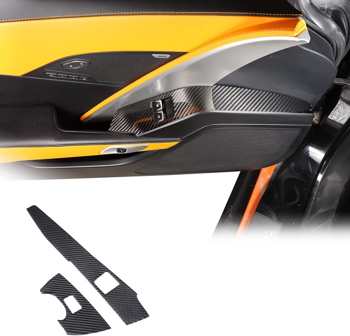 TINKI Carbon Fiber Window Lift Trim Switch Panel Decorations for ...