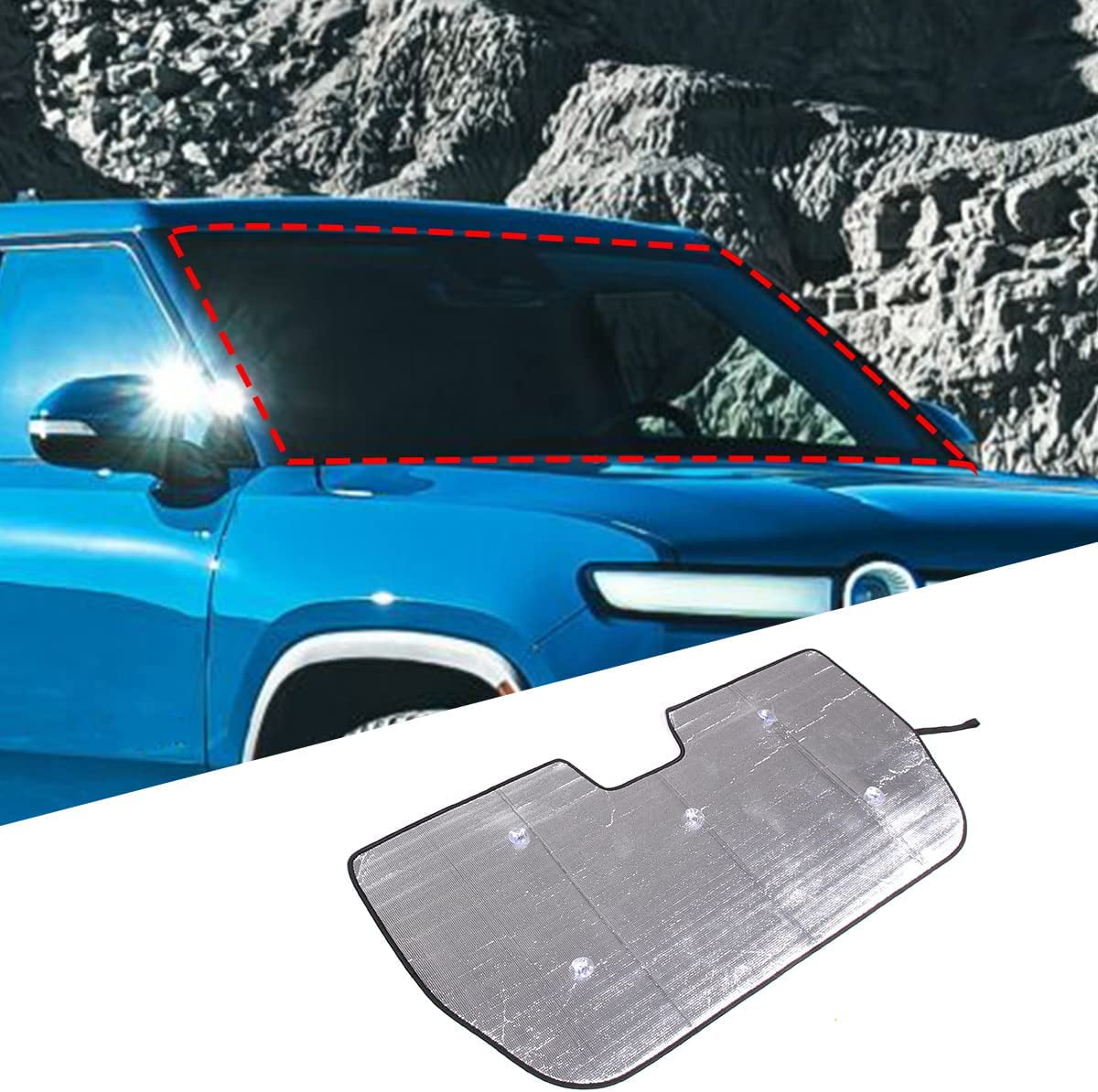 TINKI Front Windshield Sunshade Fit for Rivian R1t Pickup Truck 2022 ...