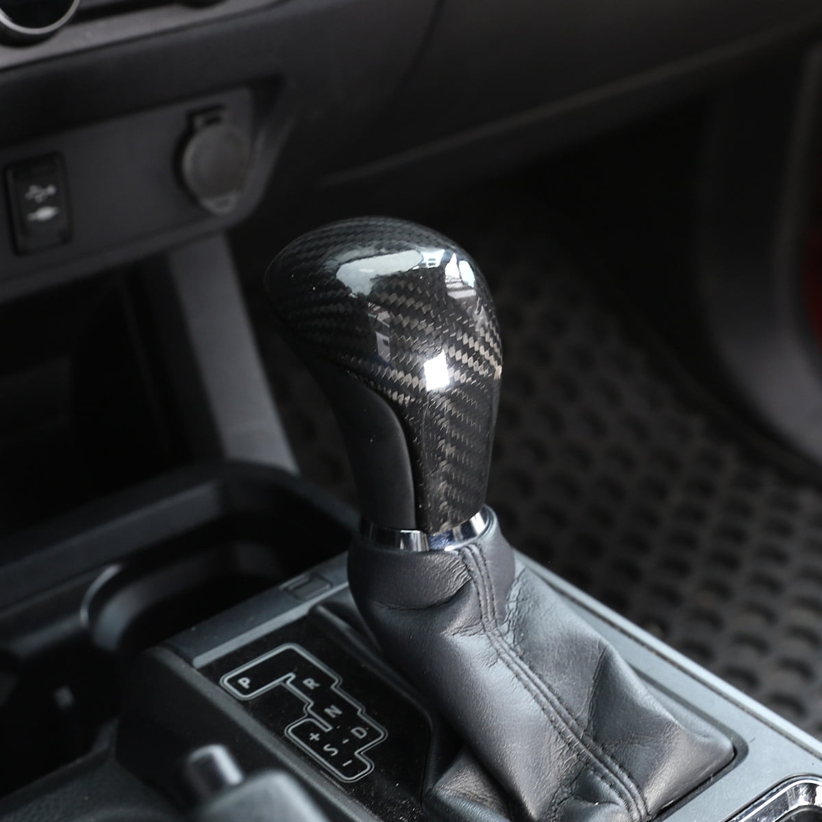 TINKI Real Carbon Fiber Car Gear Shift Knob Head Cover Trim Stickers ...