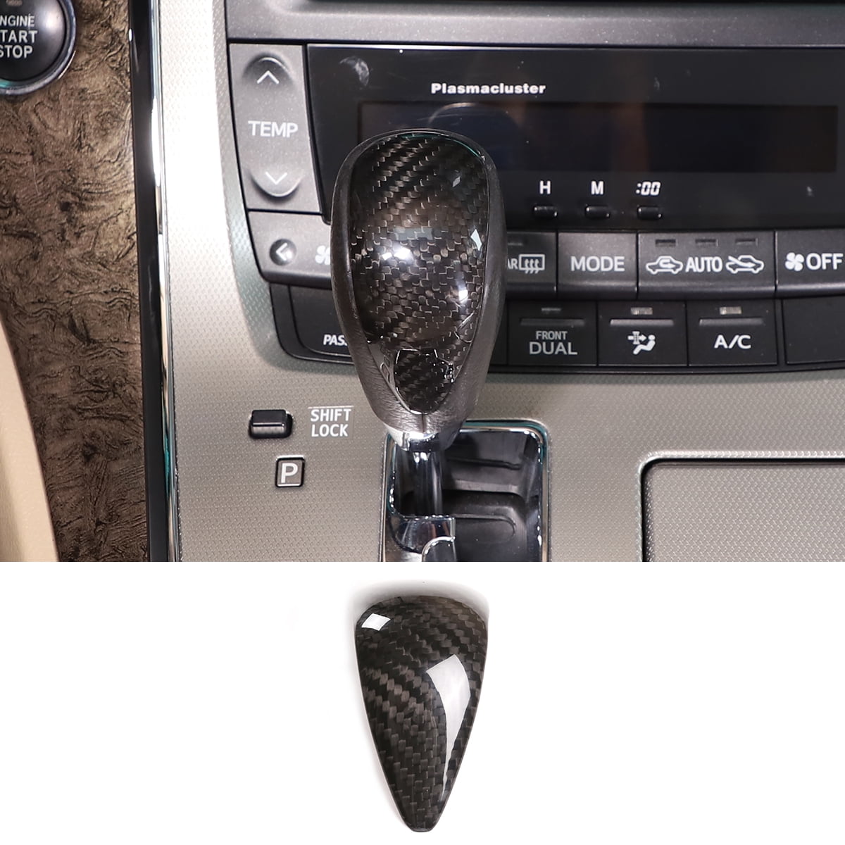 TINKI Real Carbon Fiber Car Gear Shift Knob Head Cover Trim Stickers ...