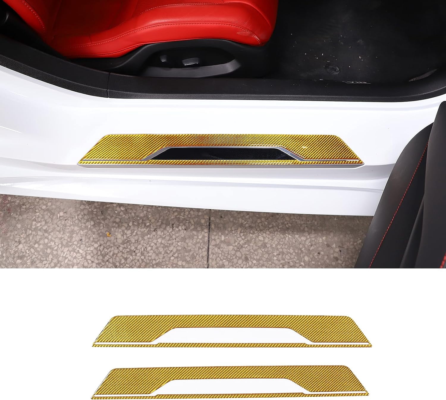 TINKI Real Carbon Fiber Door Sill Guard Trim Sticker Compatible with ...