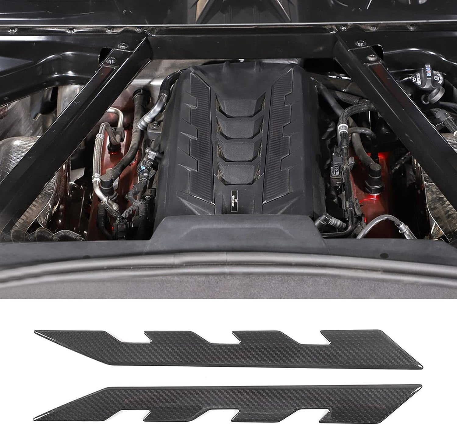 TINKI Real Carbon Fiber Engine Bay Panel Logo Trim Strip Compatible ...