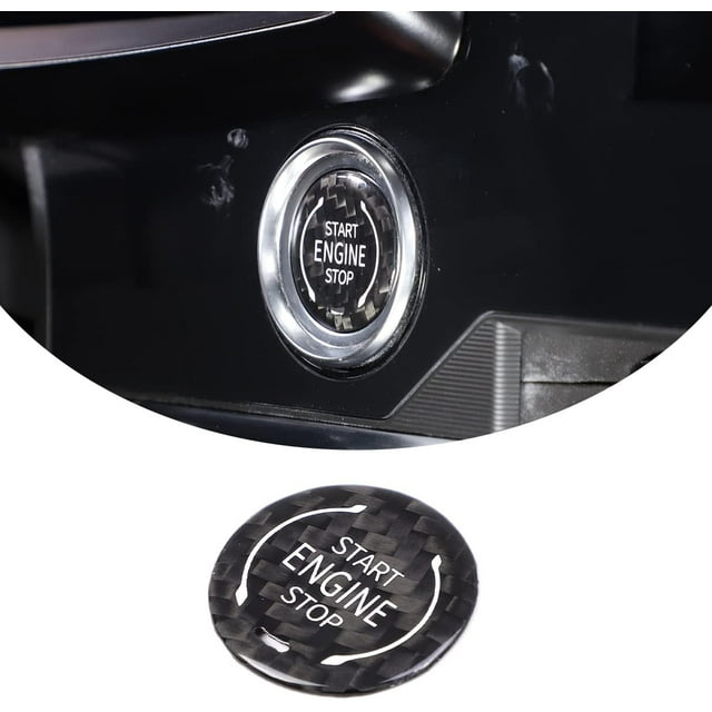 TINKI Real Carbon Fiber Engine Start Stop Push Start Button Cover Fit ...