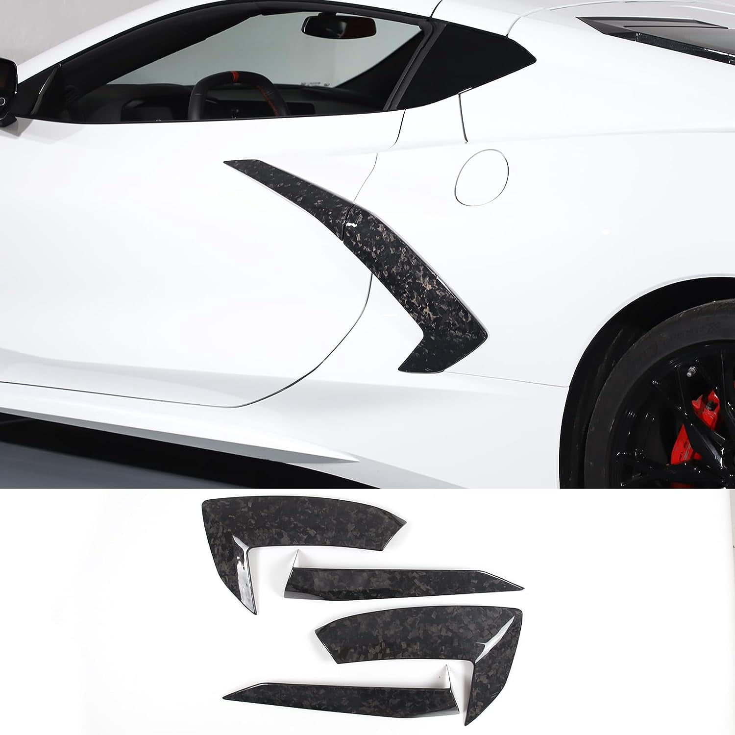 TINKI Real Carbon Fiber Exterior Body Side Air Outlet Cover Trim ...