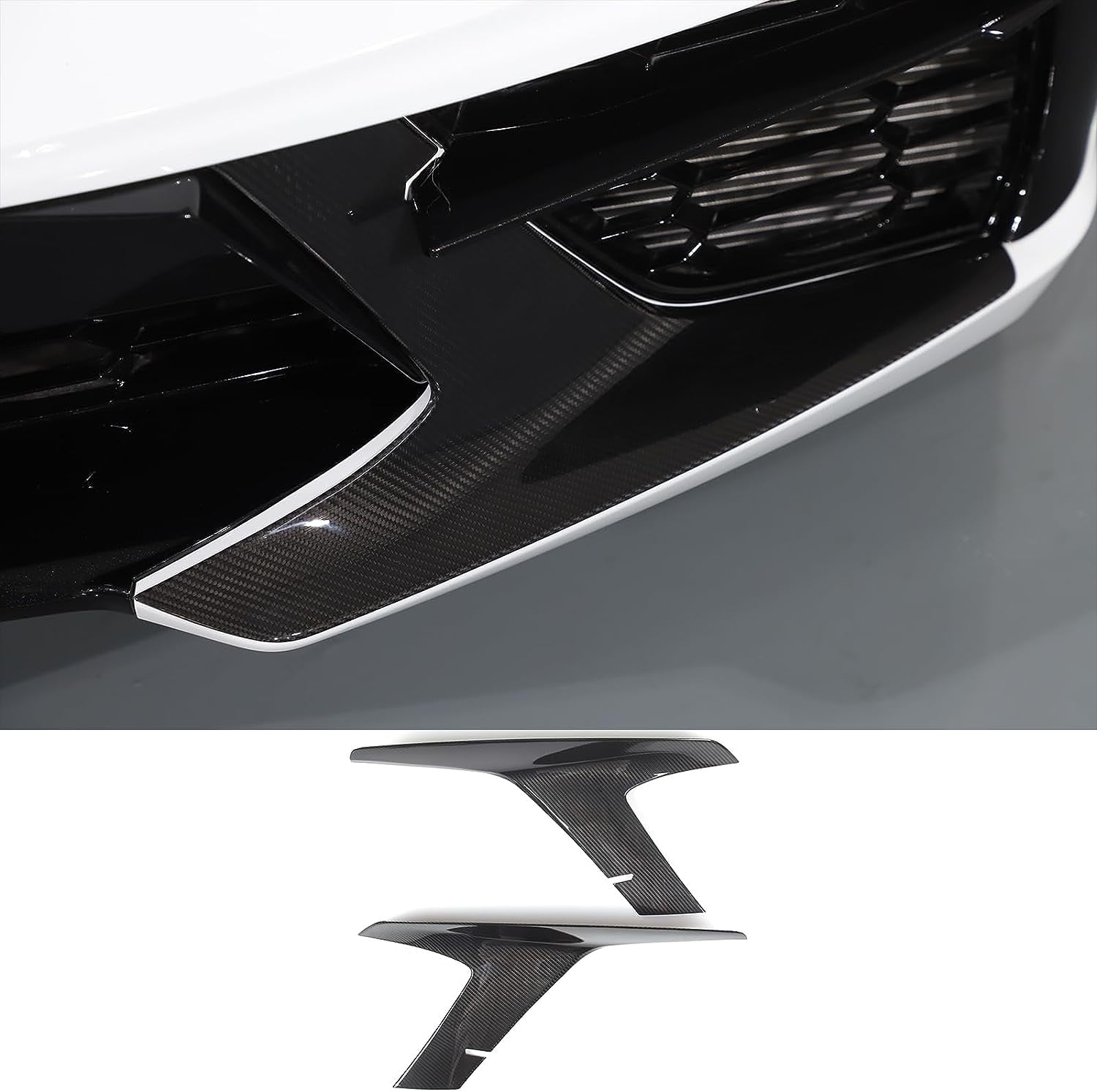 TINKI Real Carbon Fiber Front Bumper Bottom Corner Trim Cover Fit for ...