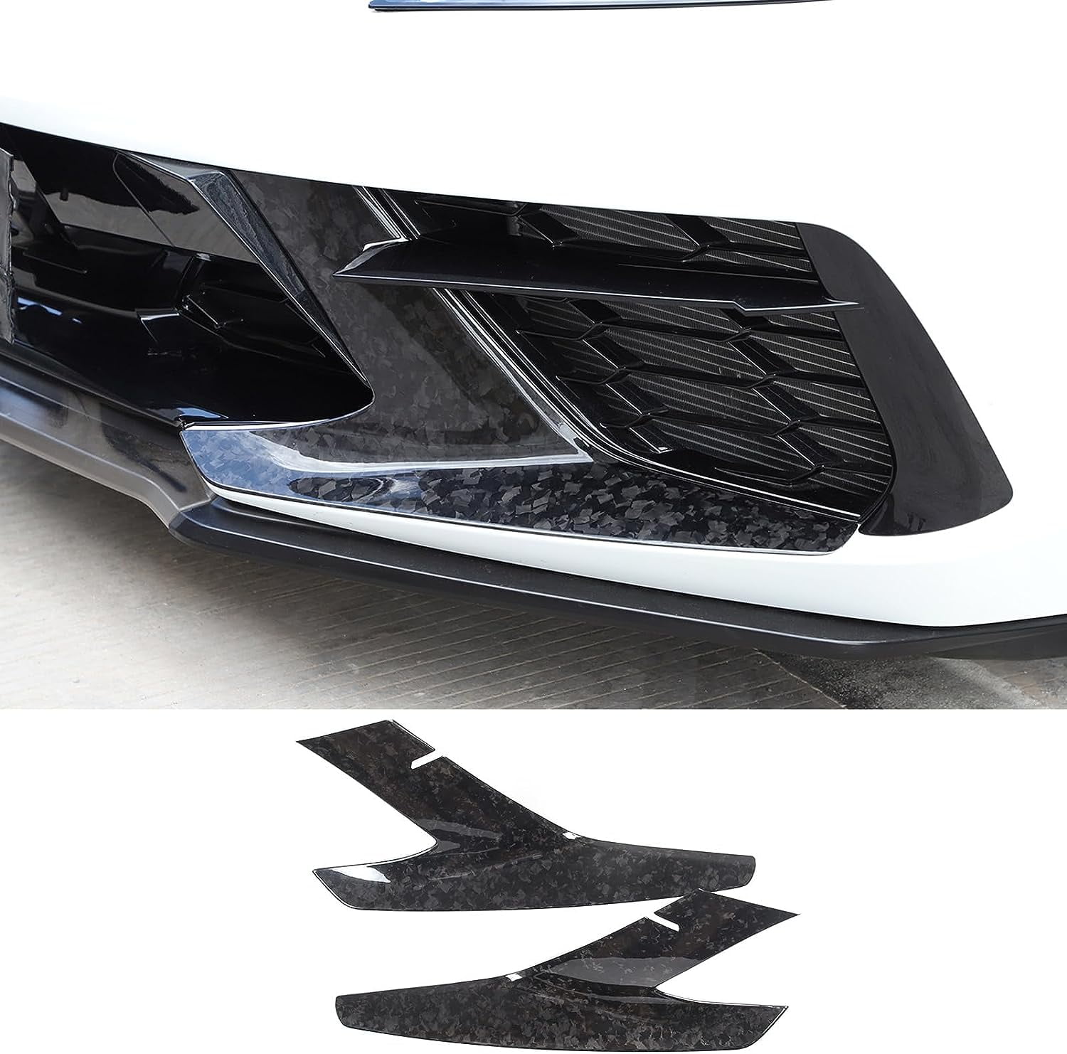 TINKI Real Carbon Fiber Front Bumper Bottom Corner Trim Cover Fit for ...