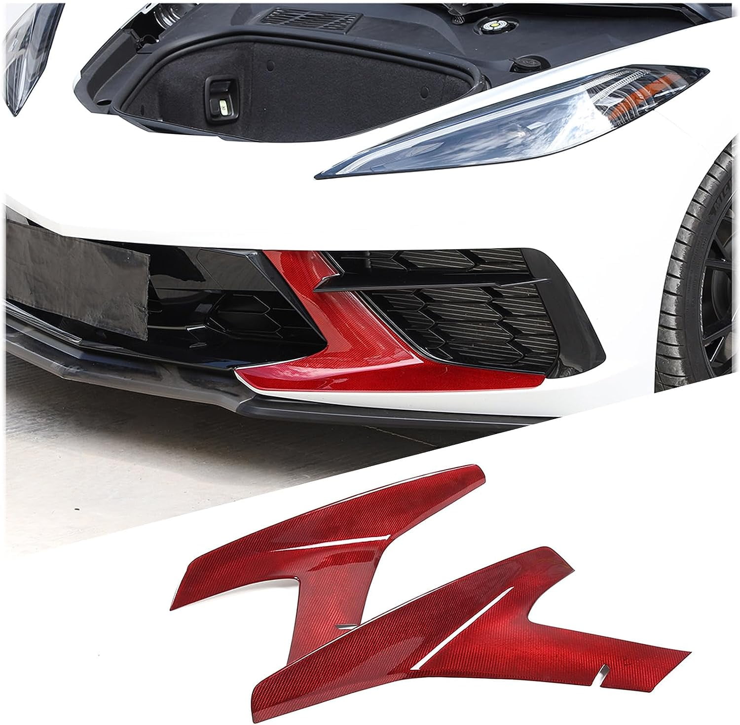 TINKI Real Carbon Fiber Front Bumper Bottom Corner Trim Cover Fit for ...
