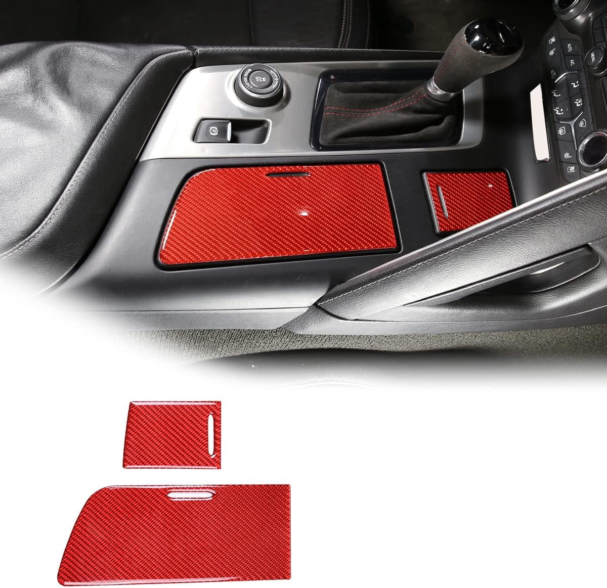 TINKI Soft Carbon Fiber Armrest Storage Cup Holder Gears Panel ...