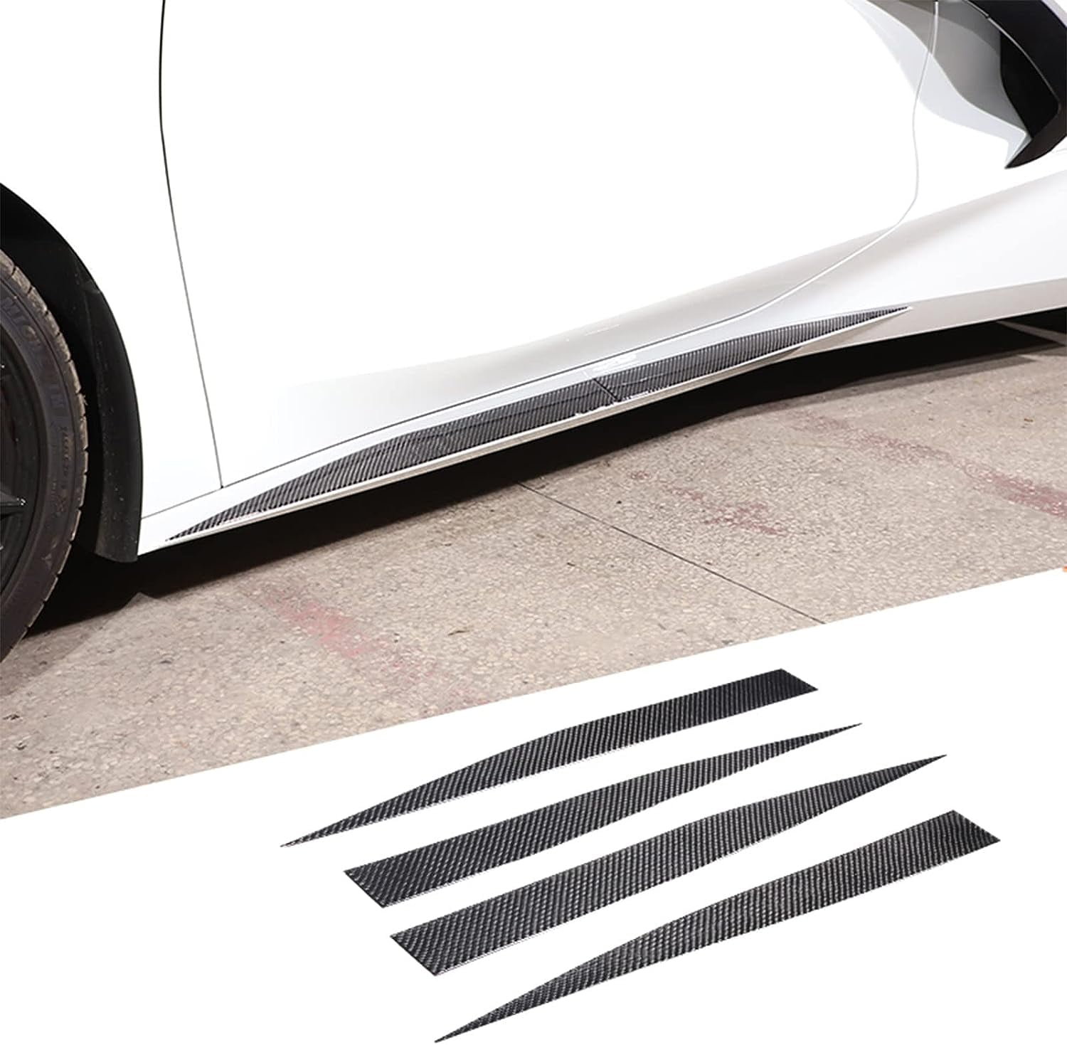 TINKI Soft Carbon Fiber Car Door Side Skirt Trim Sticker Fit for ...