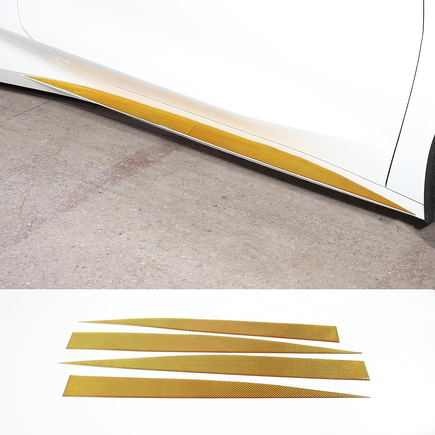 TINKI Soft Carbon Fiber Car Door Side Skirt Trim Sticker Fit for ...