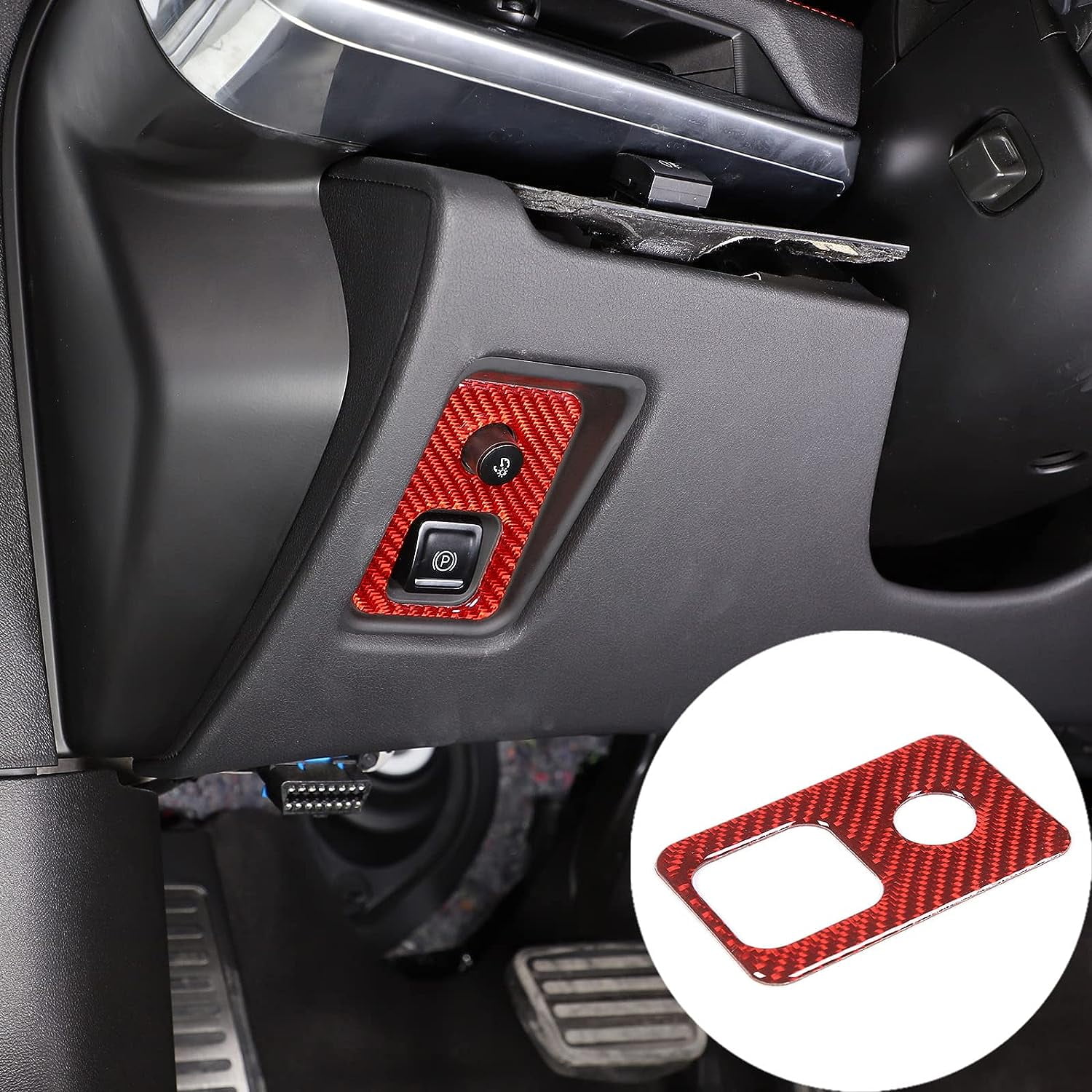 TINKI Soft Carbon Fiber Car Electronic Handbrake Trim Cover Compatible ...