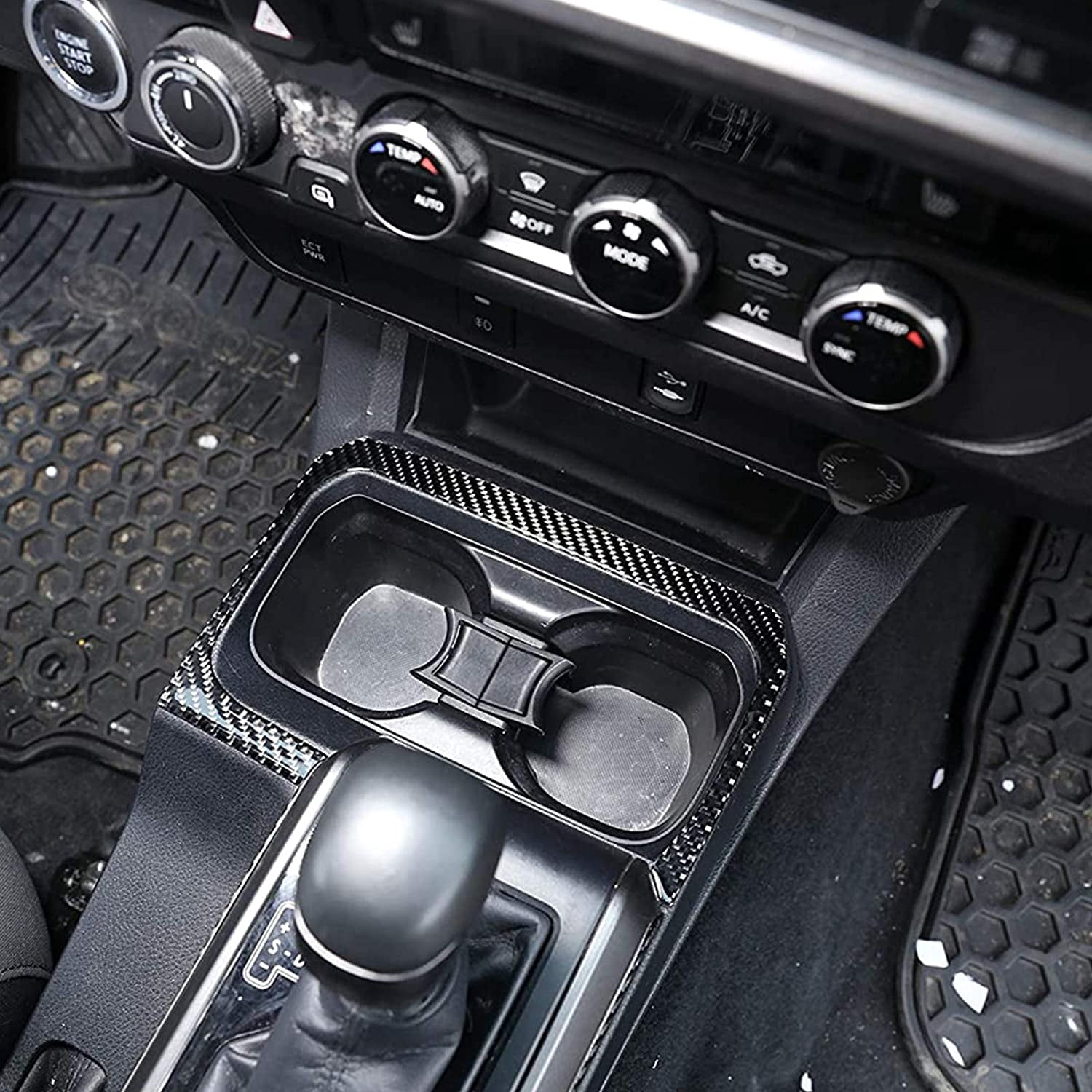 TINKI Soft Carbon Fiber Car Interior Accessory Center Storage Box Trim ...