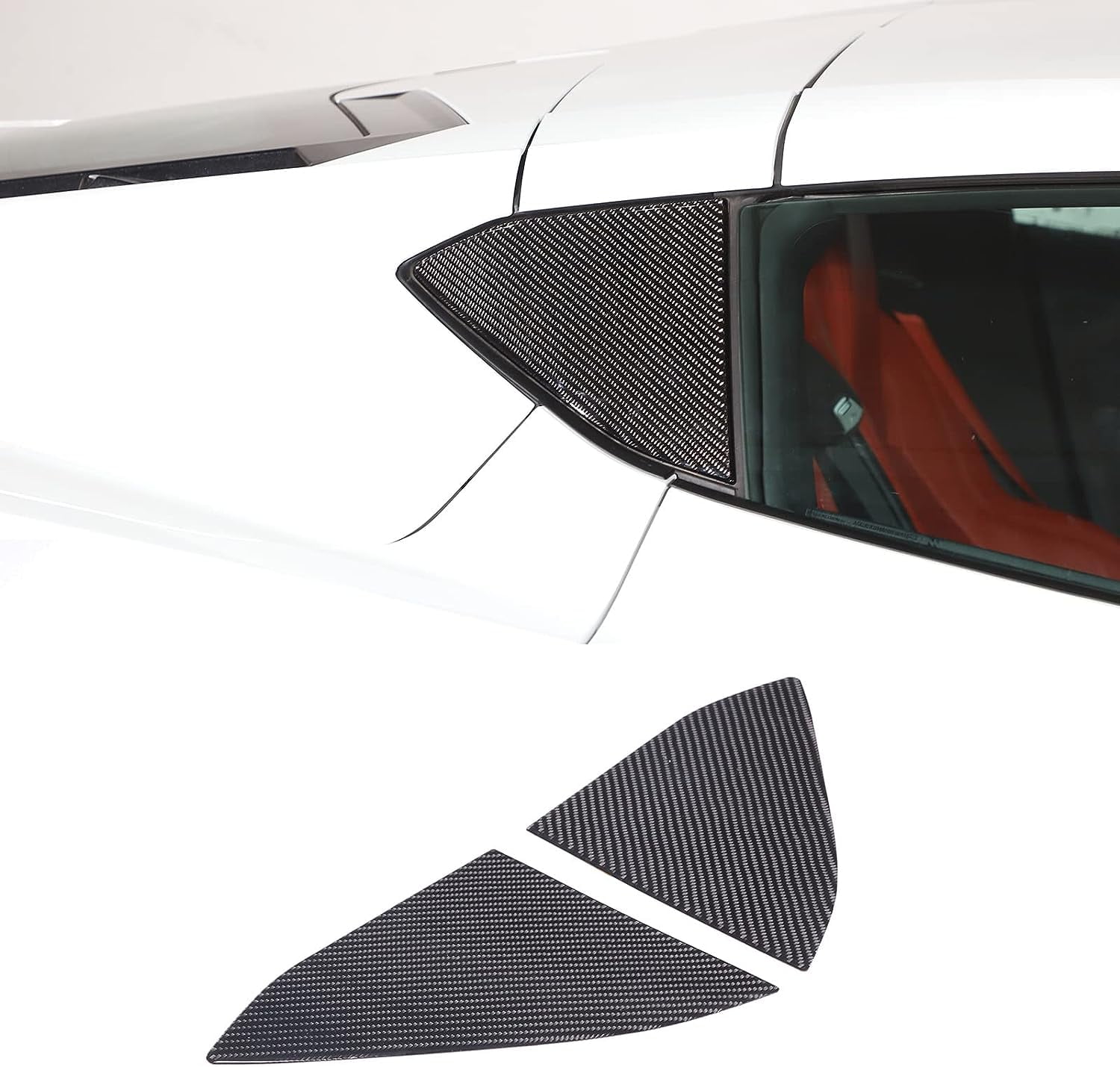 TINKI Soft Carbon Fiber Rear Side Window Louver Trim Sticker Compatible ...