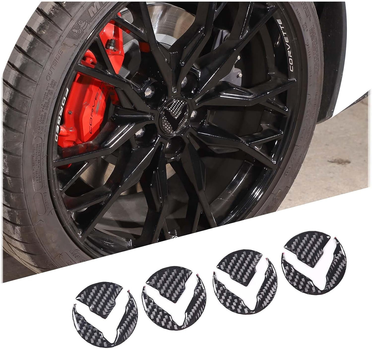 TINKI Soft Carbon Fiber Wheel Decal Sticker Fit for Chevrolet Corvette ...
