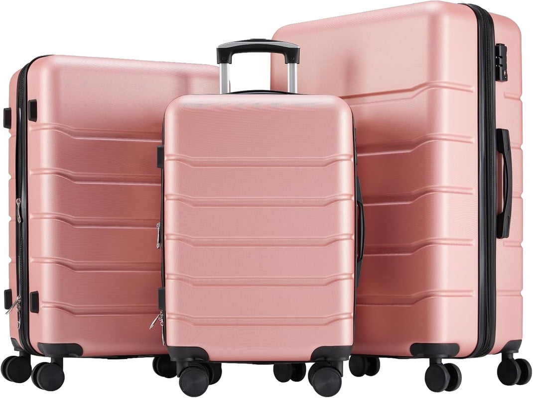 TINKLE WELL 3-Piece Hardshell Suitcase Sets, 20"+24"+28" Lightweight ...