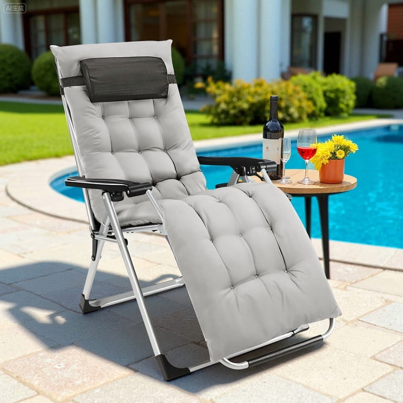 TINKLE WELL Zero Gravity Camping Chair with Armrests, Folding Outdoor ...