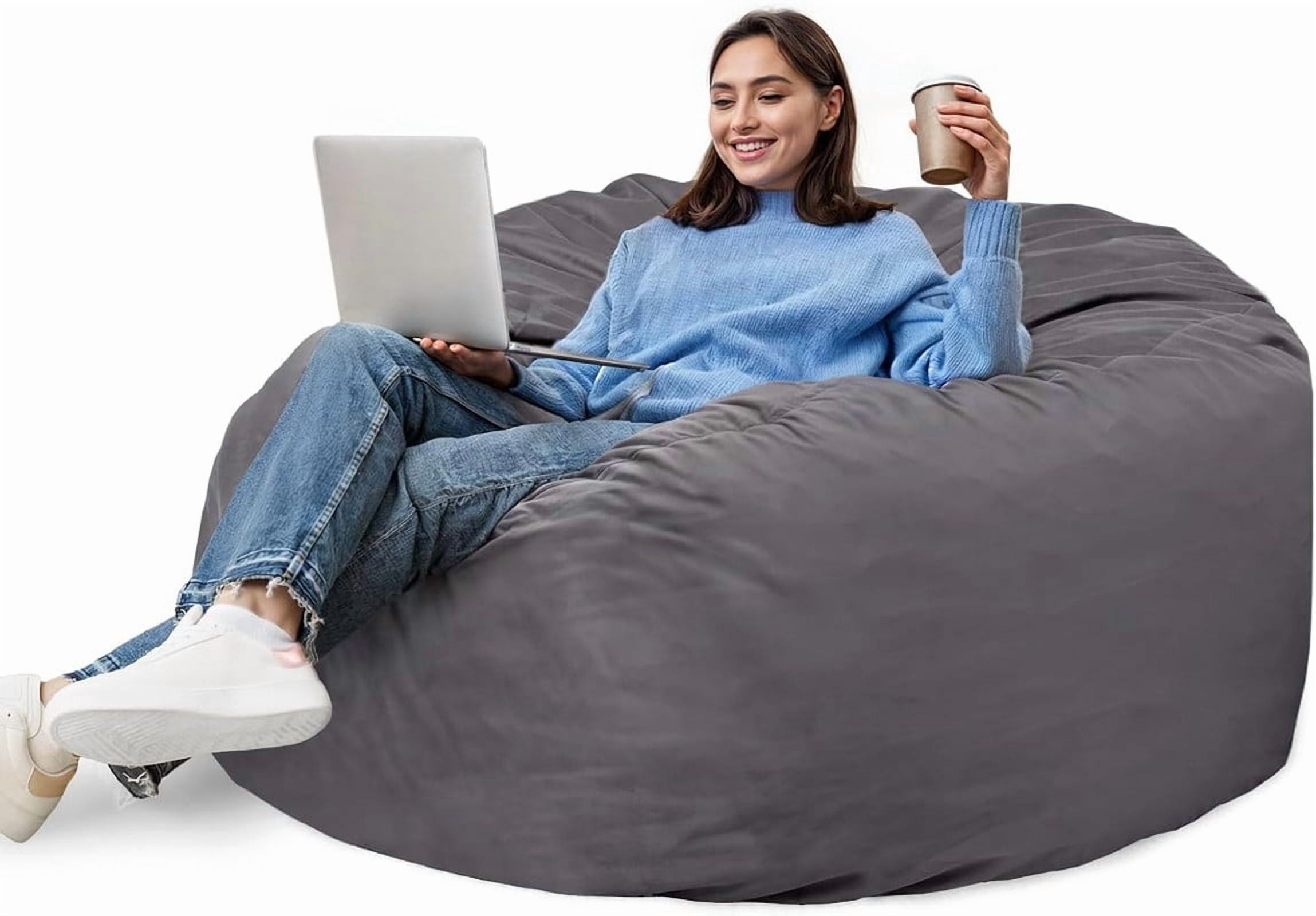 TINKLE WELL Oversize 4FT Bean Bag Sofa, Comfy Round Lounger for Adults ...
