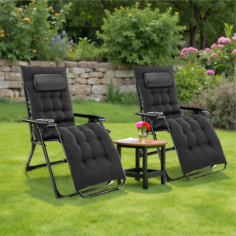 TINKLE WELL Set of 2 Zero Gravity Camping Chair with Armrests, Outdoor ...