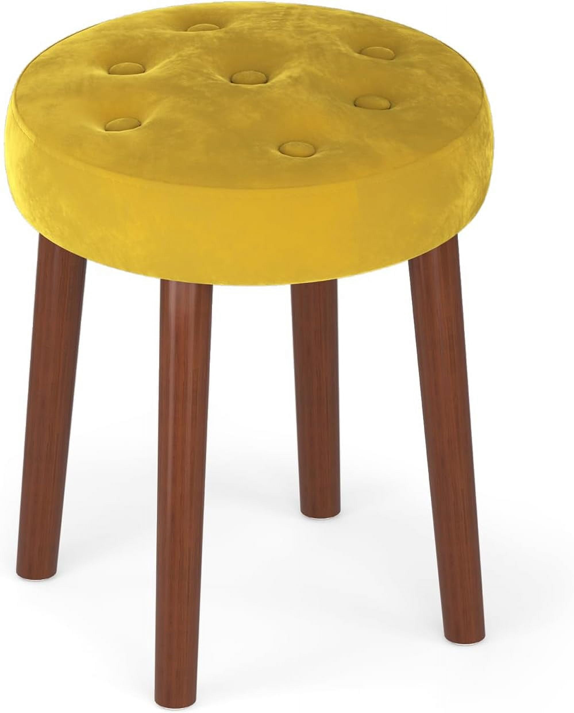 TINKLE WELL Vanity Stool Chair Round Tufted Table Set Yellow - Walmart.com