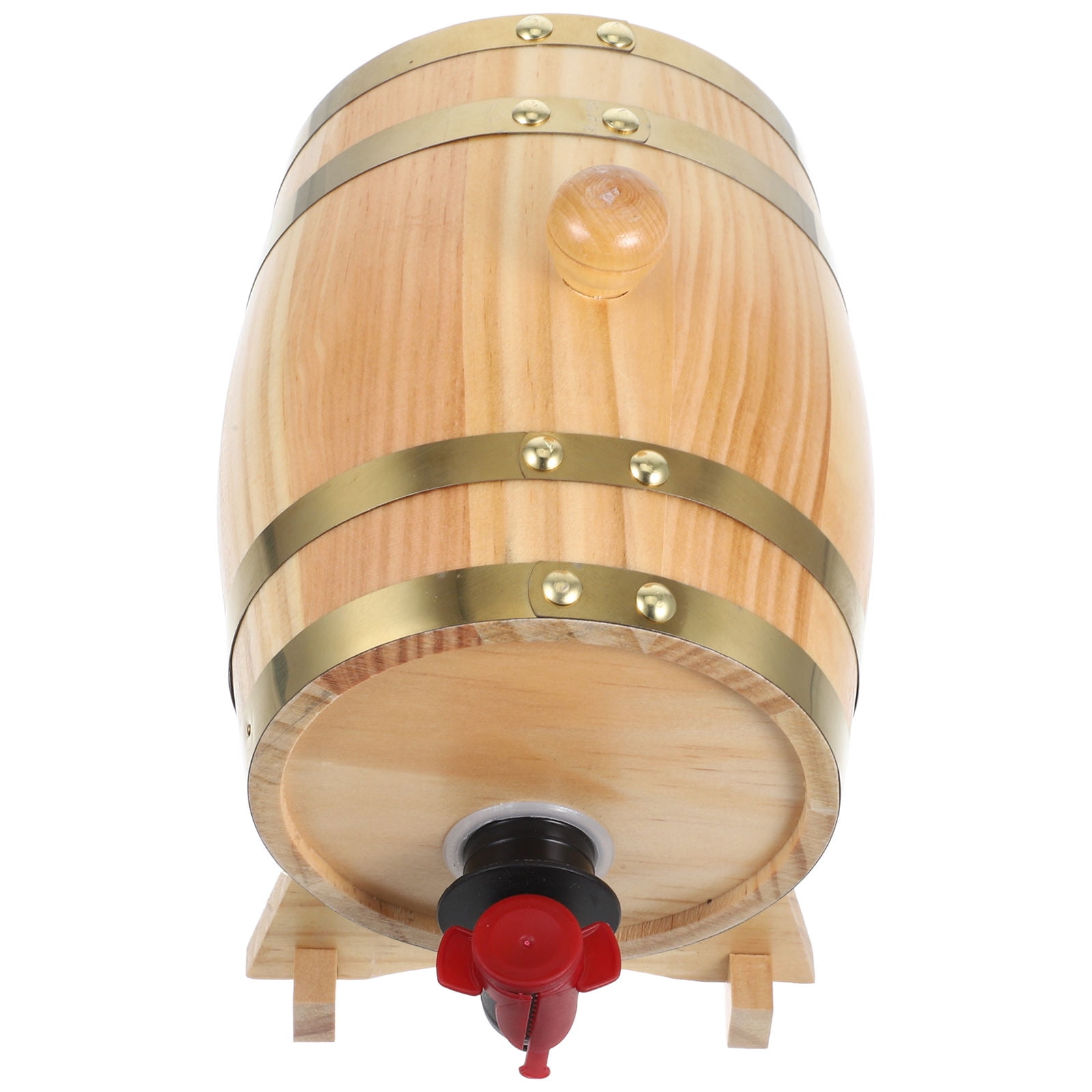 NICEXMAS Beige Wooden Drink Barrel with Stand for Beverage Storage 1Set ...