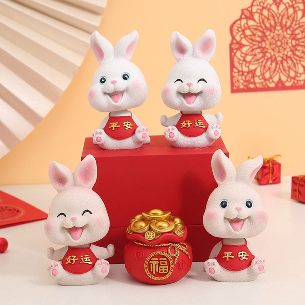 TINKSKY 1 Set Rabbit Figurine Red Garden Micro Landscaping Decoration ...