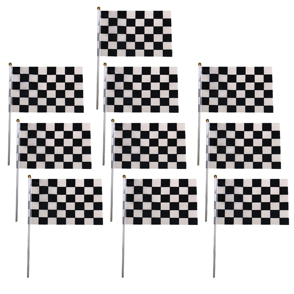 TINKSKY 10Pcs Race Car Driver Flag Racing Checkered Flags Black ...