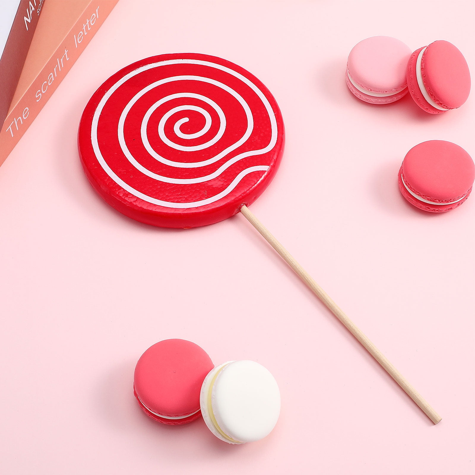 TINKSKY 1Pack Fake Lollipop Prop Red Resin Bamboo Stick For Photo ...