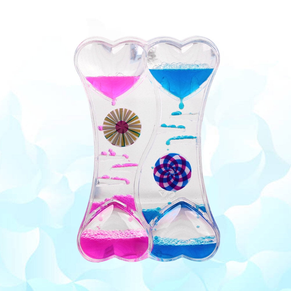 TINKSKY 1pc Double Heart Oil Hourglass Liquid Motion Bubble Timer with ...
