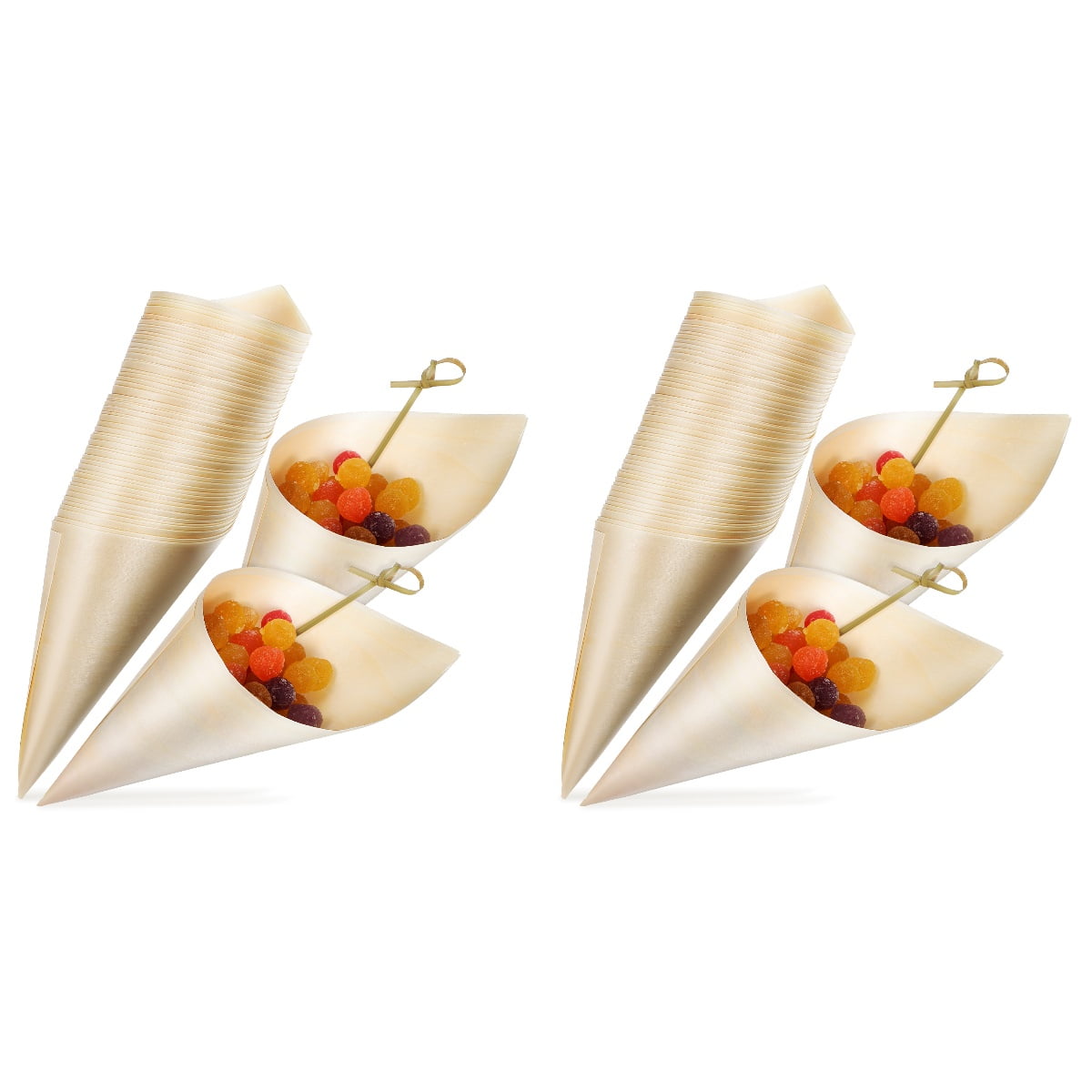TINKSKY 200 Pcs Food Cones Wood Tasting Cones Disposable Ice Cream ...