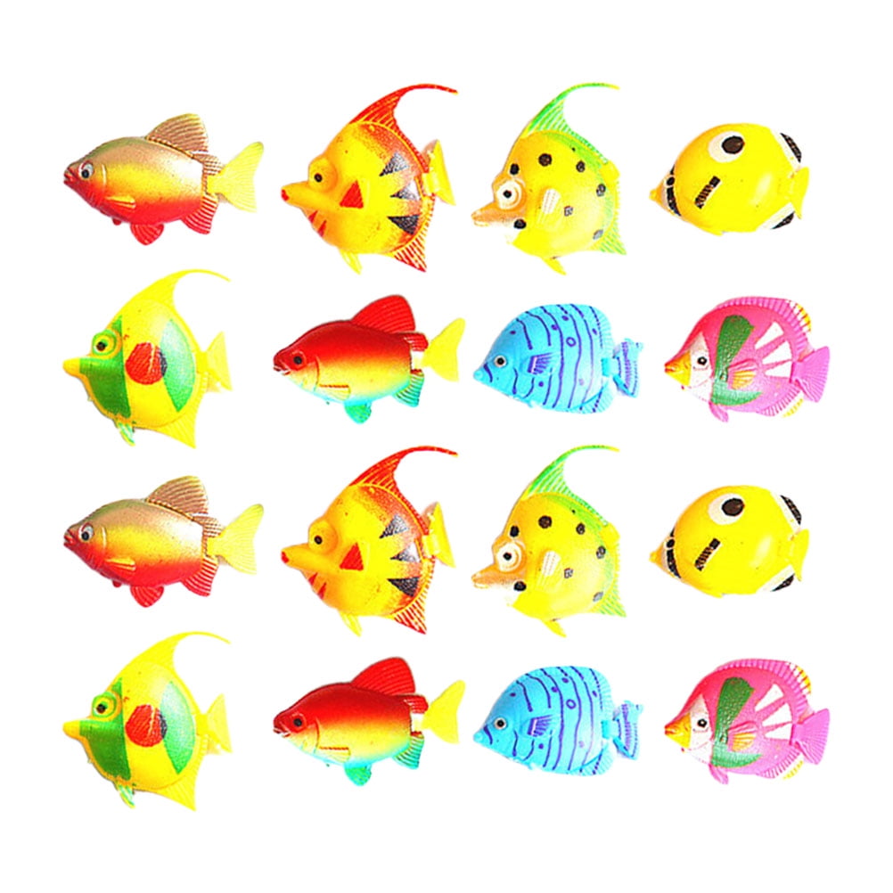 TINKSKY 24pcs Simulate Plastic Fish Miniature Tropical Fish Model Fish ...