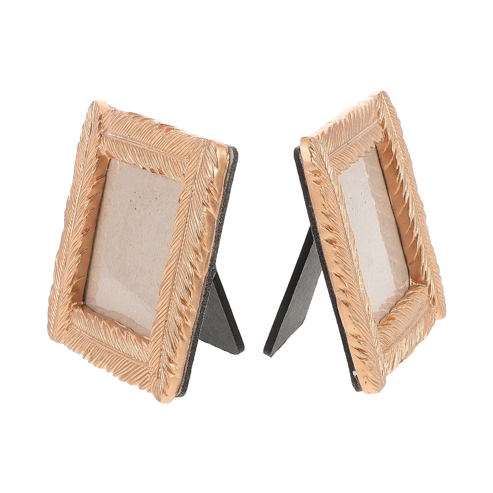 TINKSKY 2Pcs Tiny Picture Frames Luxury Photo Frame Gold Square Resin ...