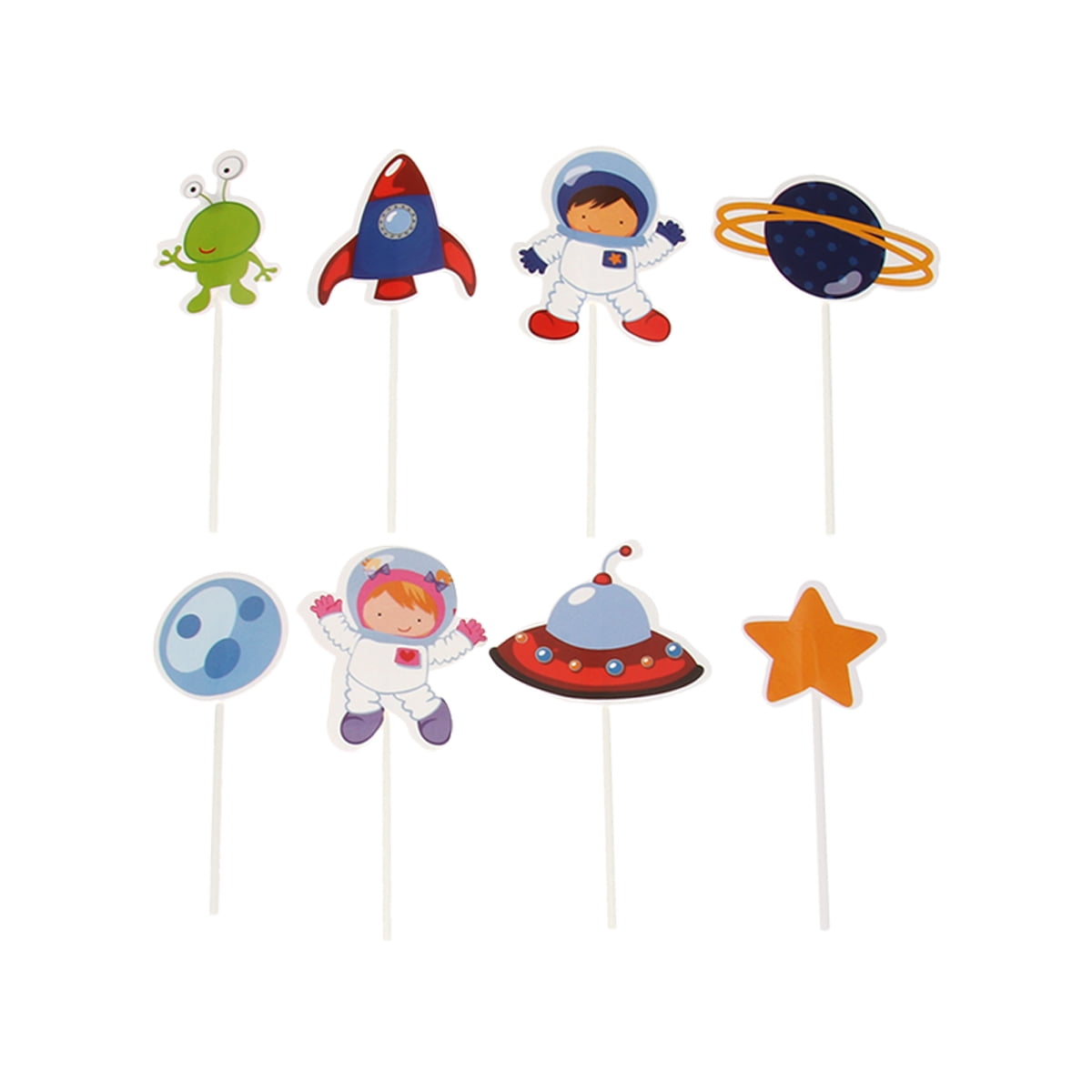 TINKSKY 48pcs Per Set Small Size Space Astronaut Cupcake Toppers Cake ...