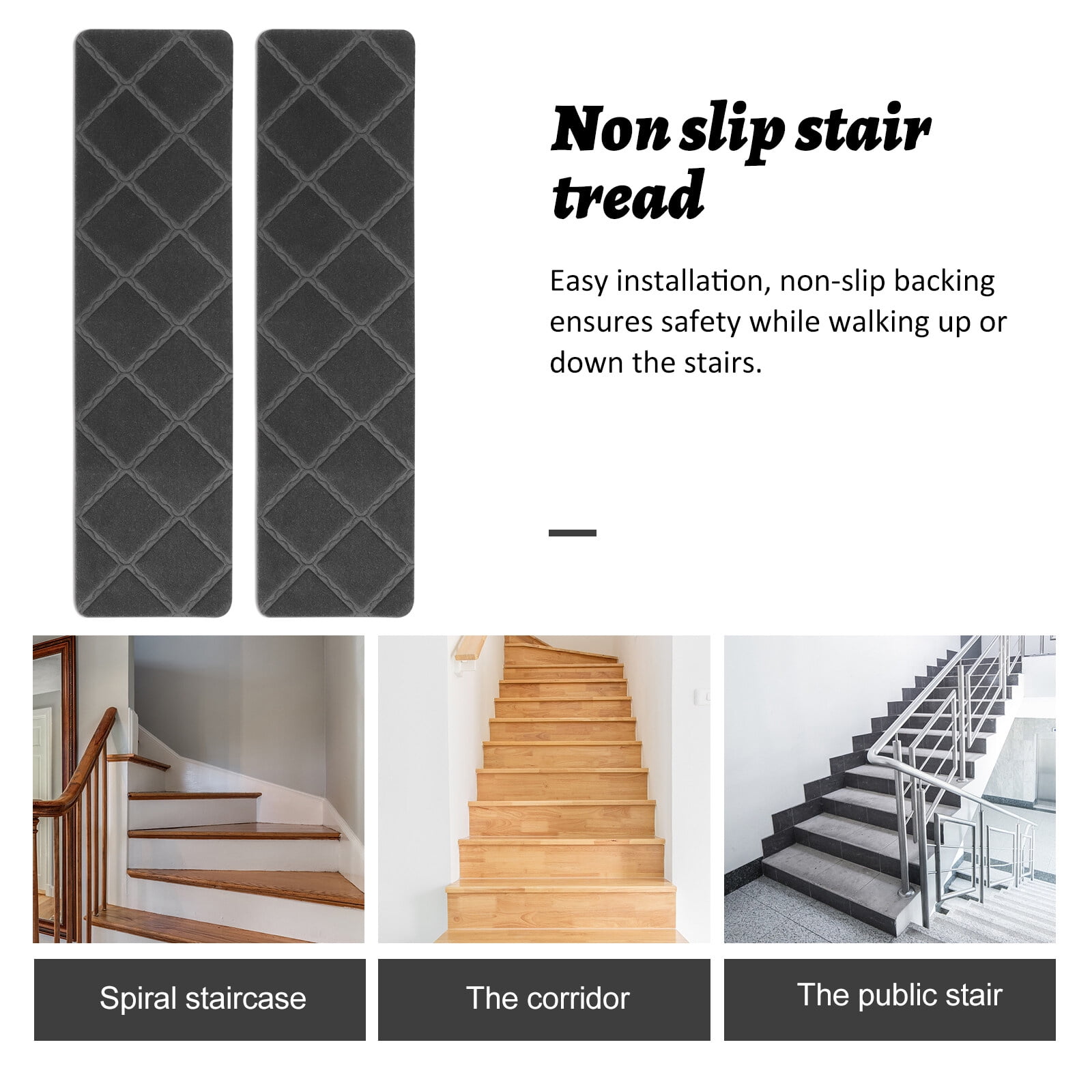 IMIKEYA Indoor Stair Treads Grey Polyester Anti-Skid for Home ...