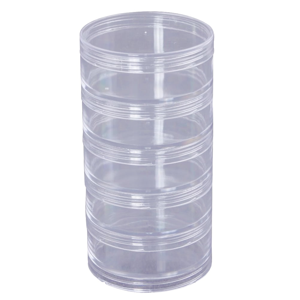 TINKSKY 5 Layer Big Cylinder Stackable Transparent Round Plastic ...