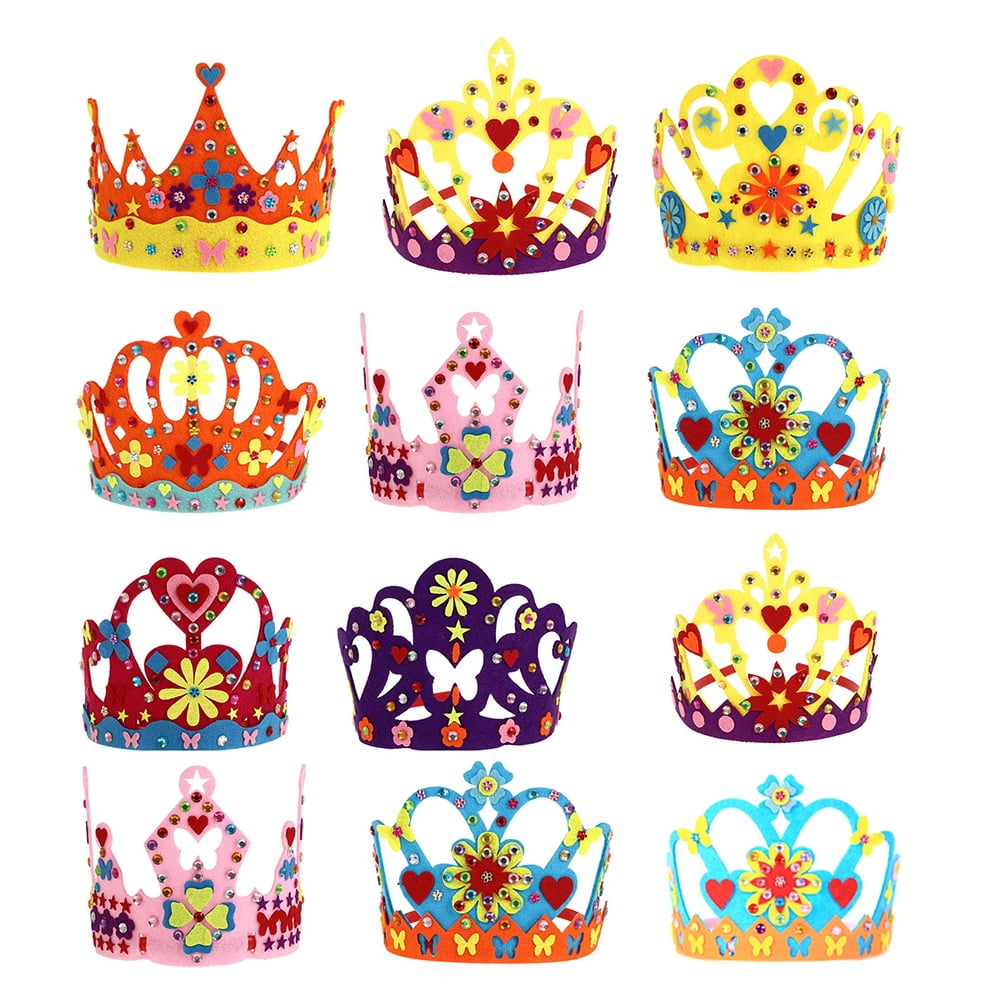 TINKSKY Birthday Hat Crowns Party Kids Tiara Hats Kit Paper Gold Make ...