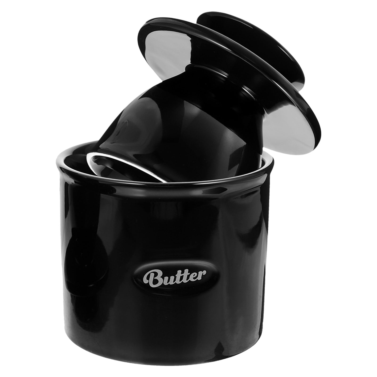 TINKSKY Black Ceramic French Butter Keeper with Lid for Storage Elegant ...