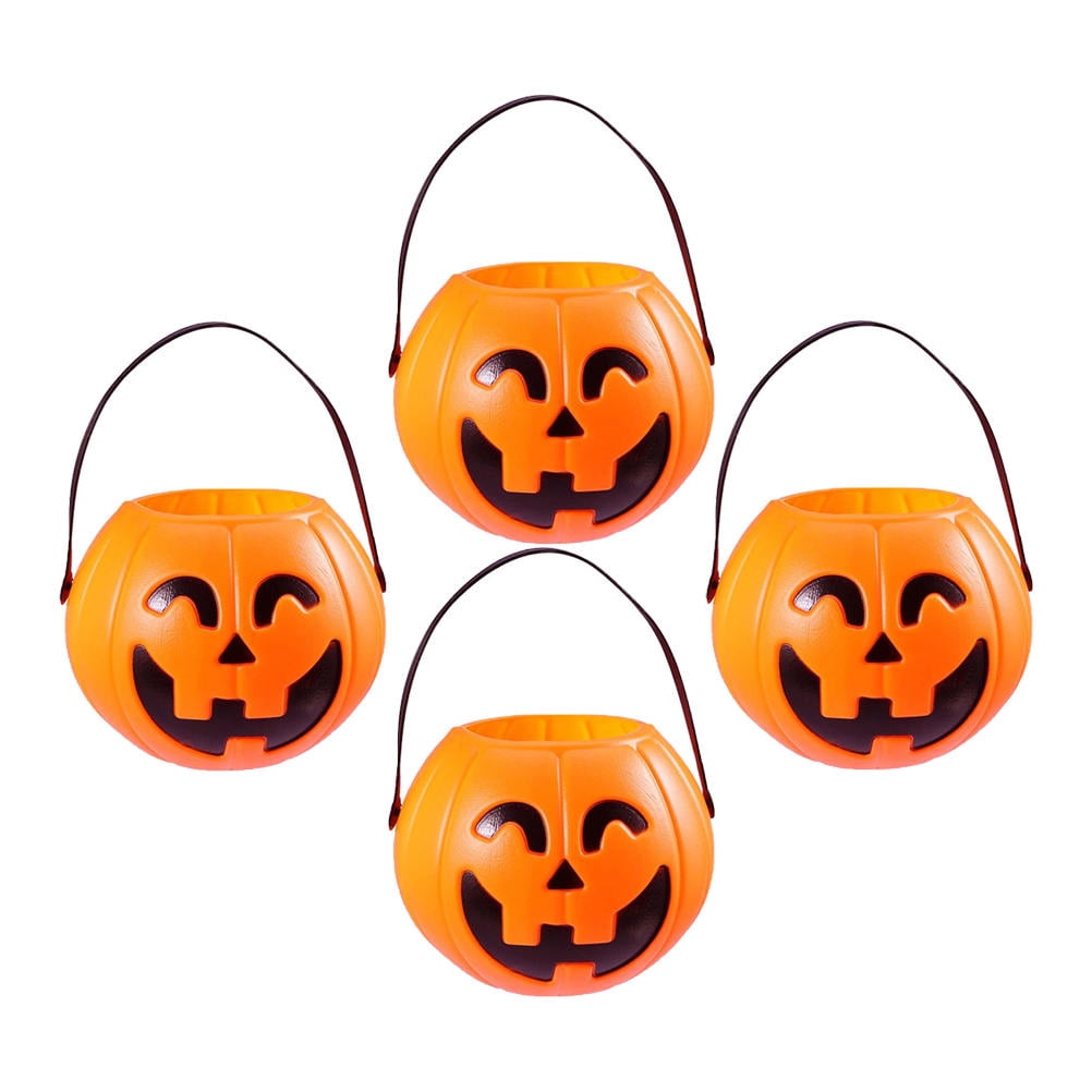 TINKSKY Candy Bucket 4Pcs Pumpkin Buckets Orange Plastic for Children ...