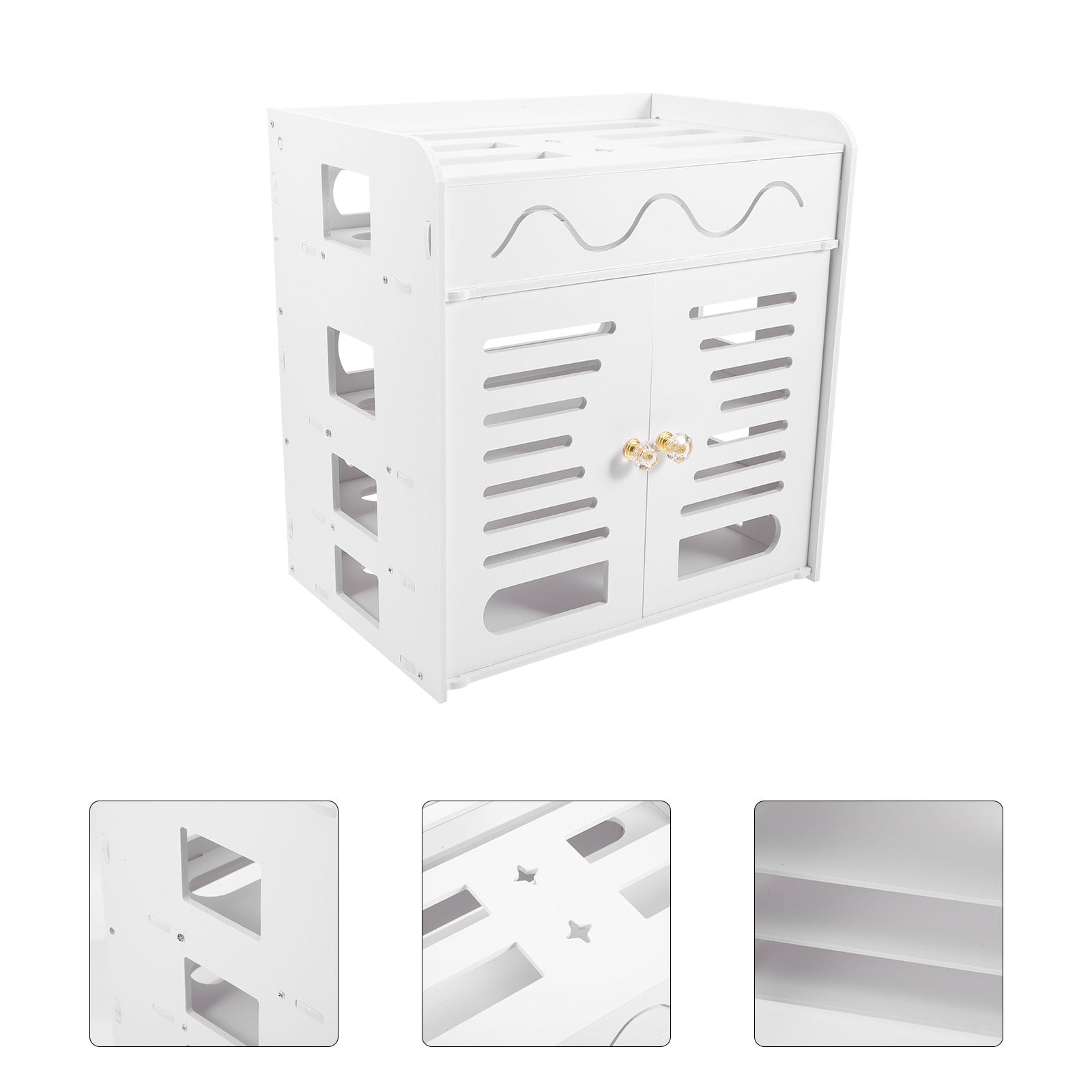 TINKSKY Cord Storage Box White PVC Hollow Design for General Users 1Pcs ...