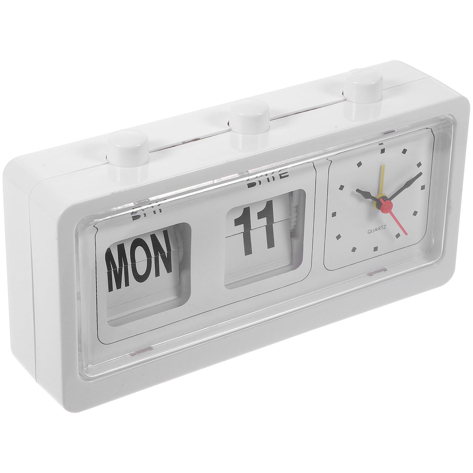 NICEXMAS Analog Flip Clock Simple Plastic Alarm Time Display White 1Set ...