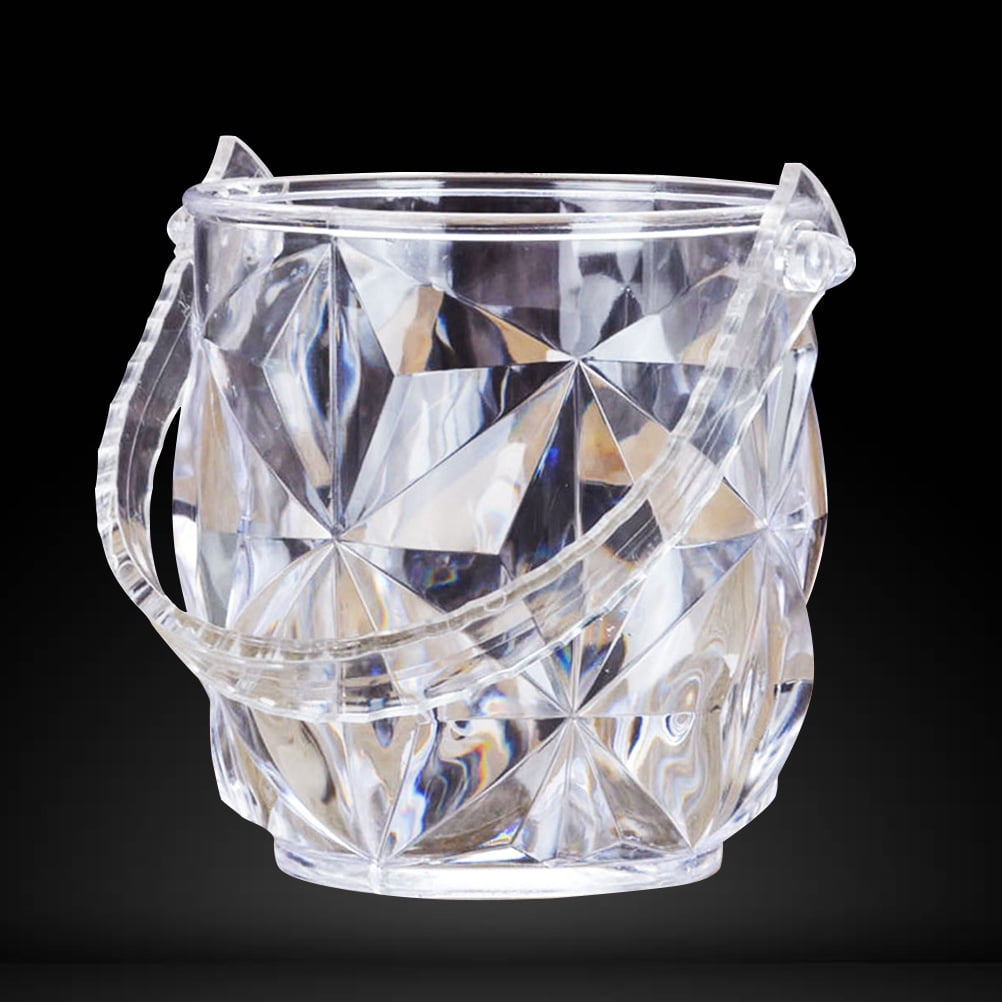 TINKSKY Freezer Ice Bucket Round Acrylic Transparent Ice Tub for Drinks ...