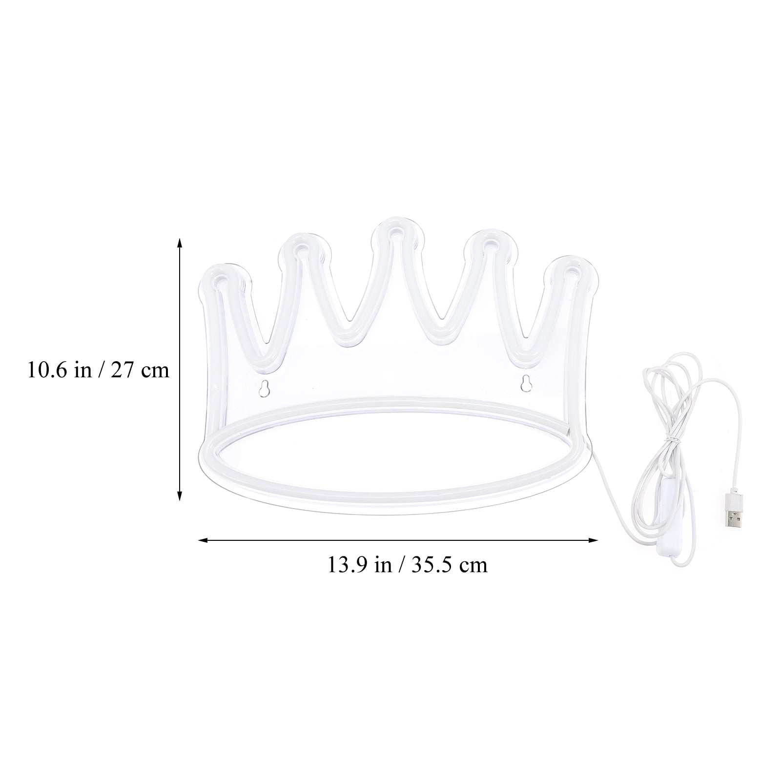 NICEXMAS White Plastic Crown Neon Sign Night Light Decor for Bedroom ...