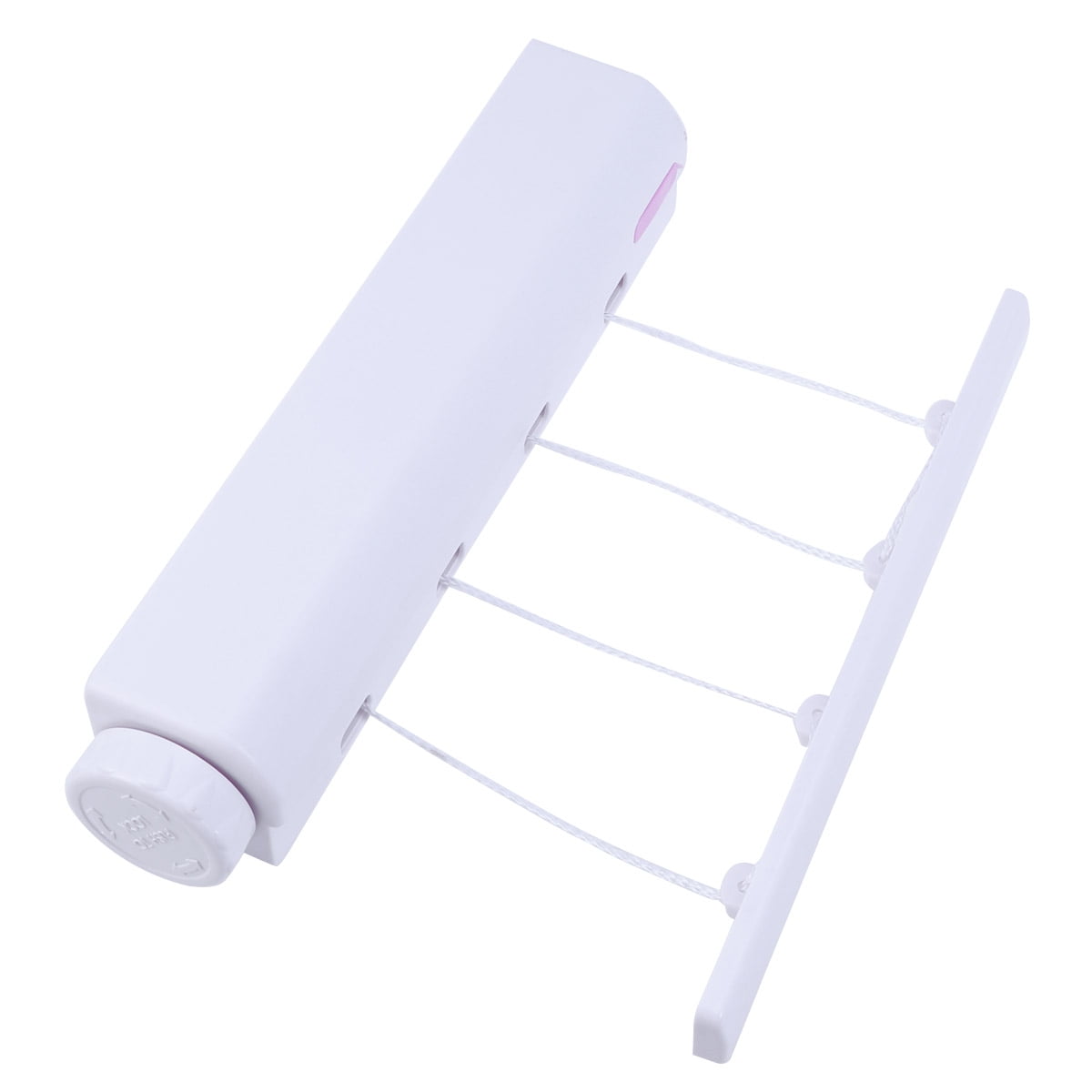 White Retractable Clothesline with 4 Parallel Lines for Drying Clothes ...