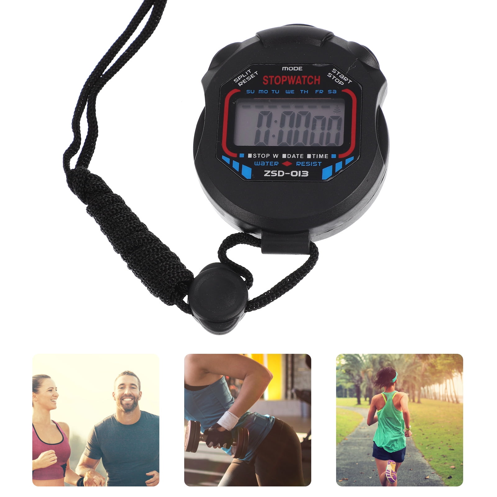 NICEXMAS Black Digital Stopwatch for Sports Timing with 12 Or 24 Hour ...