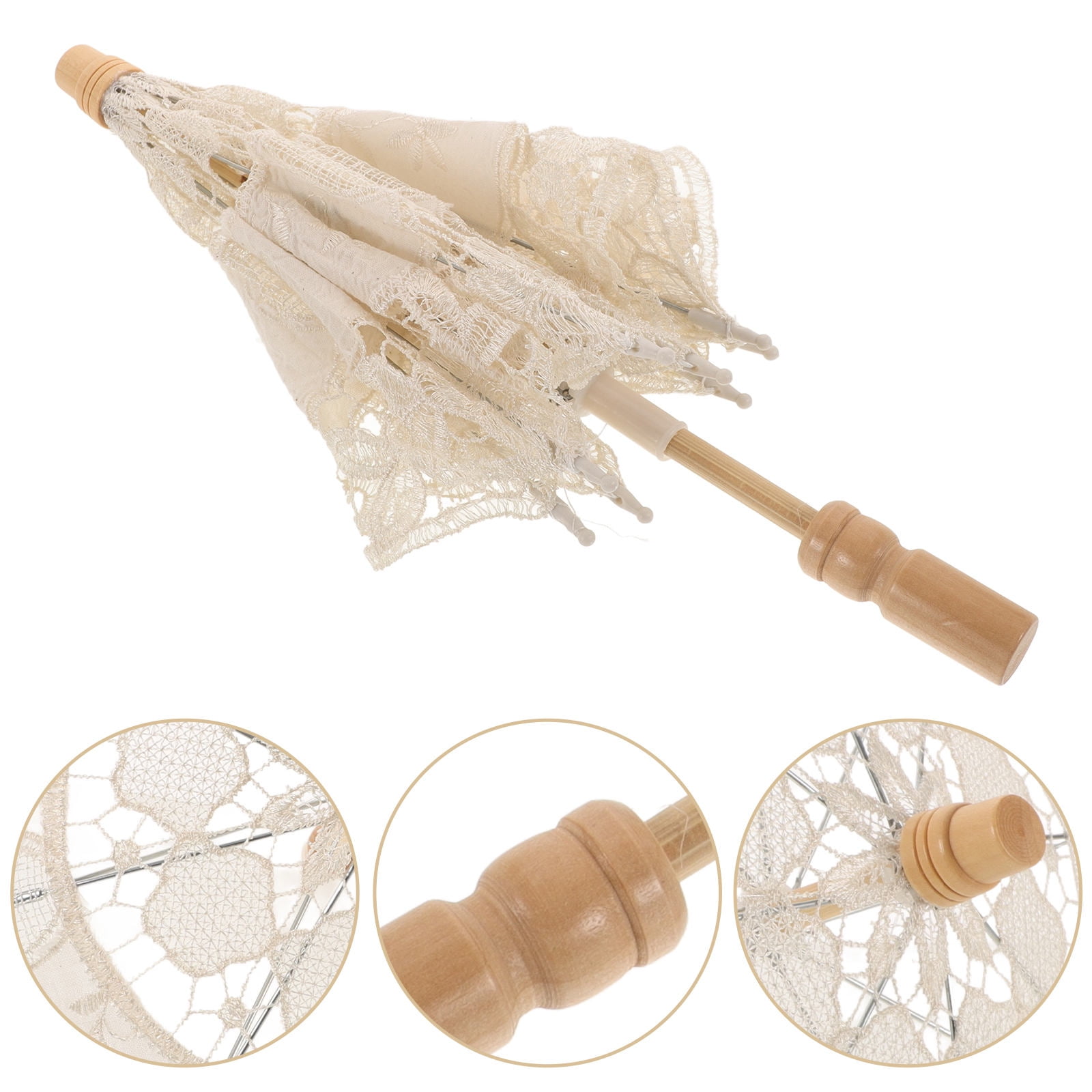 NICEXMAS Vintage Style Beige Lace Parasols for Wedding Bride Decor and ...